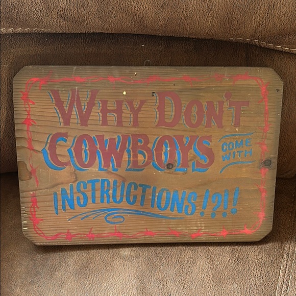 Old West | Wall Decor | Wooden Cowboy Sign With Red And Blue Text ...